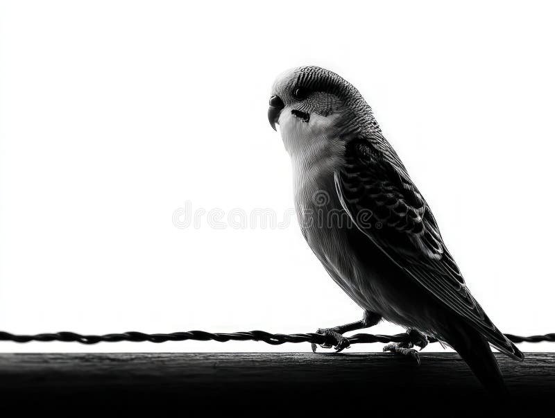 A Simple Silhouette of a Budgie Perched on a Branch Stock Photo - Image ...