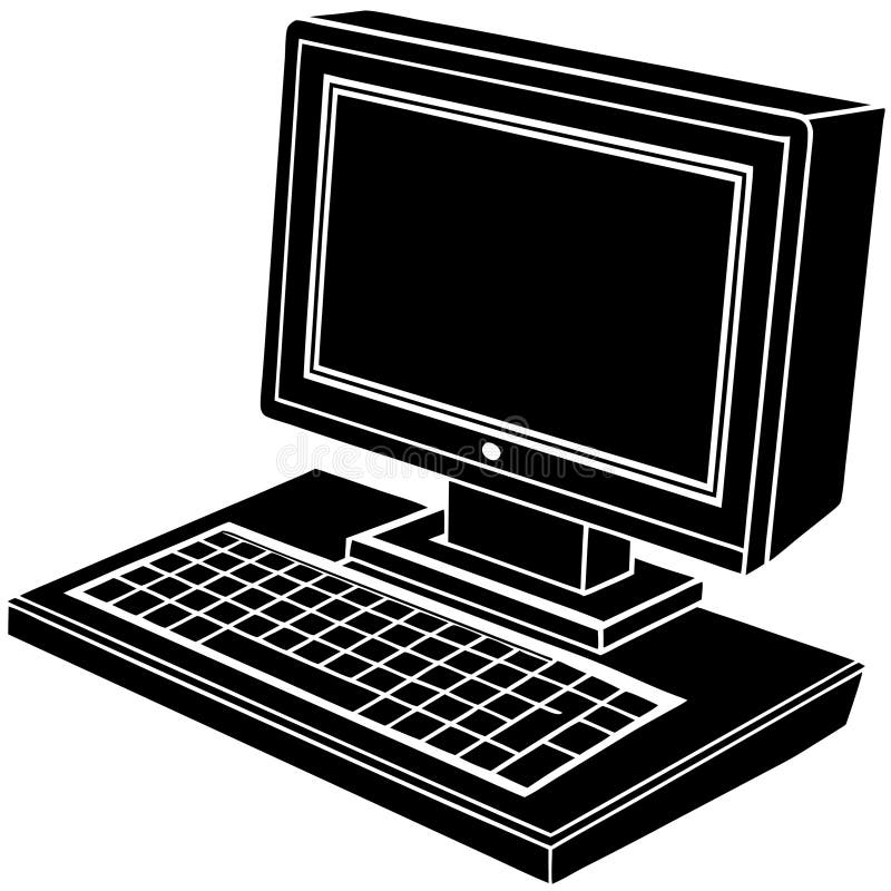 Simple Silhouette of a Desk with a Computer Stock Illustration ...