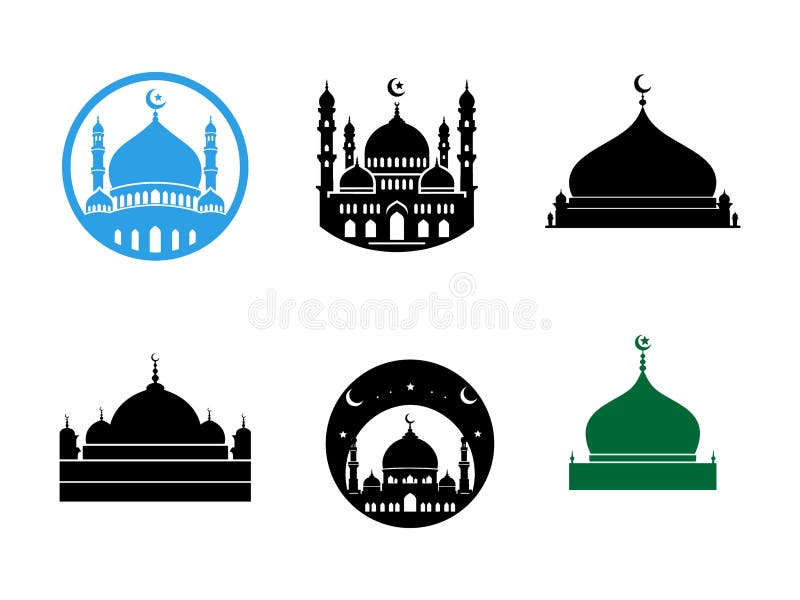 Simple Silhouette Mosques in Various Colors for Design Use Stock ...