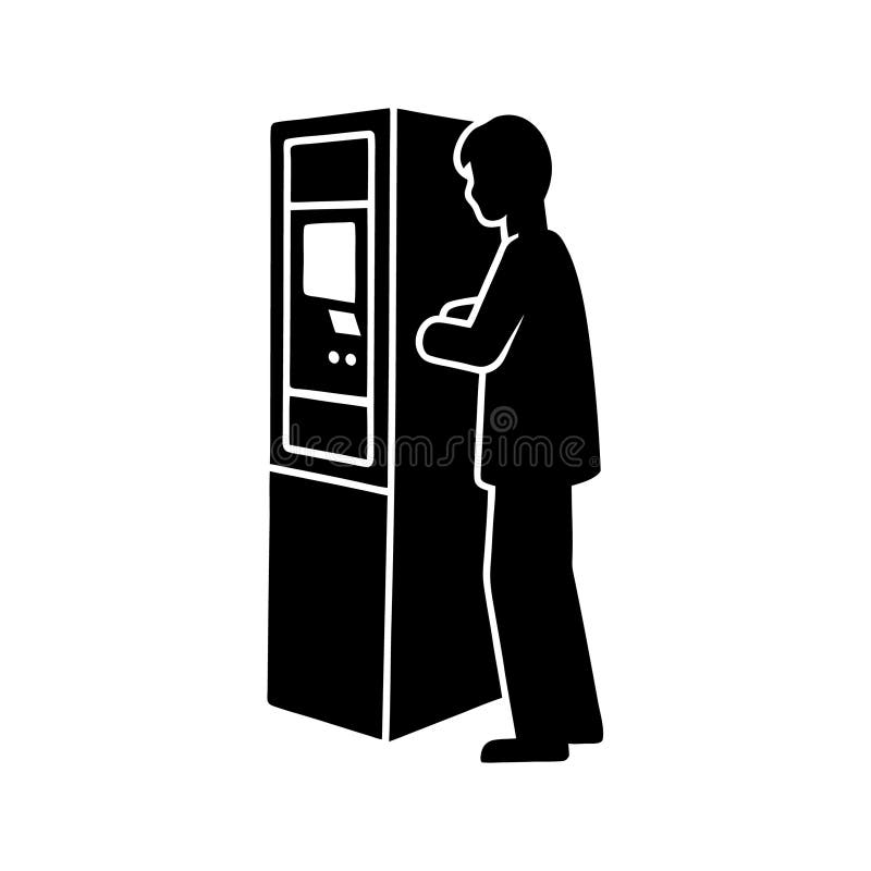 Person Using Vending Machine Silhouette Icon Stock Vector ...