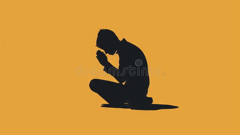Simple Silhouette Praying Figure Stock Illustration - Illustration of ...