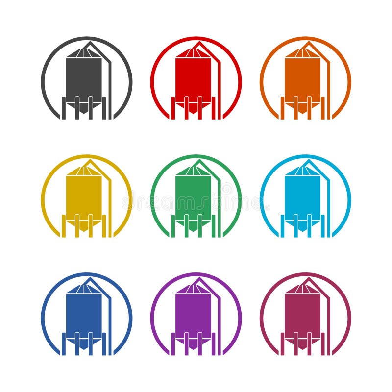 Simple Silo Circle Icon, Color Set Stock Vector - Illustration of ...