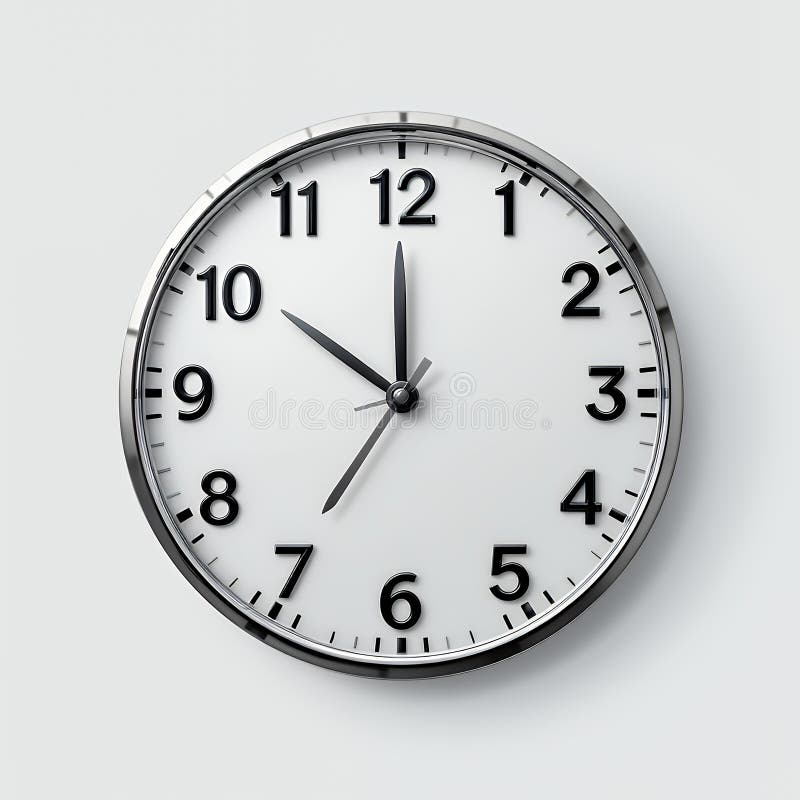 Simple Silver Analog Clock on White Background Stock Illustration ...