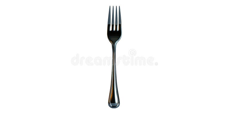 Simple Silver Fork with Slim Handle Isolated on Transparent Background ...