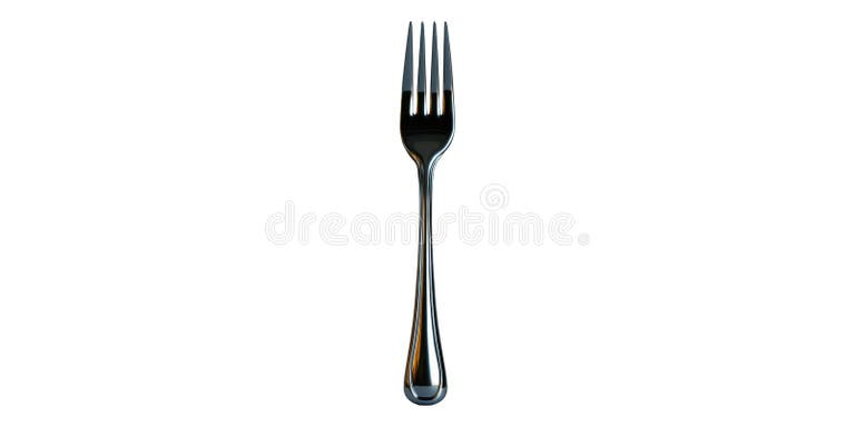 Simple Silver Fork with Slim Handle Isolated on Transparent Background ...