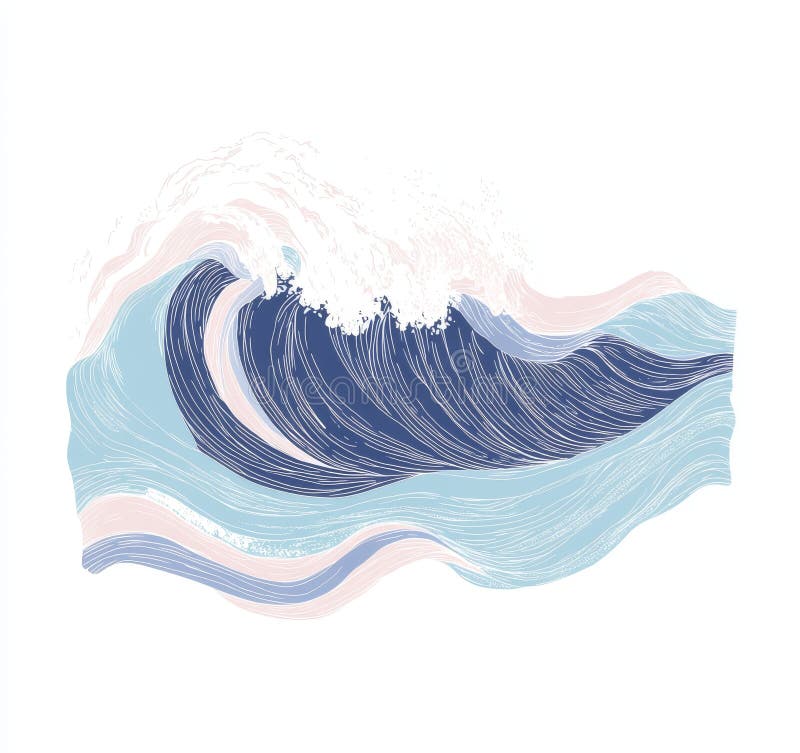 Simple Single Line Wave Tattoo Outline. Modern Standalone One Line Wave ...