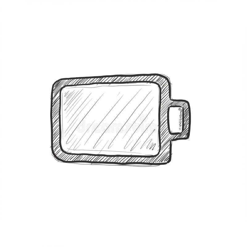 Simple Sketch of a Battery Icon. Rectangular Shape with a Small ...