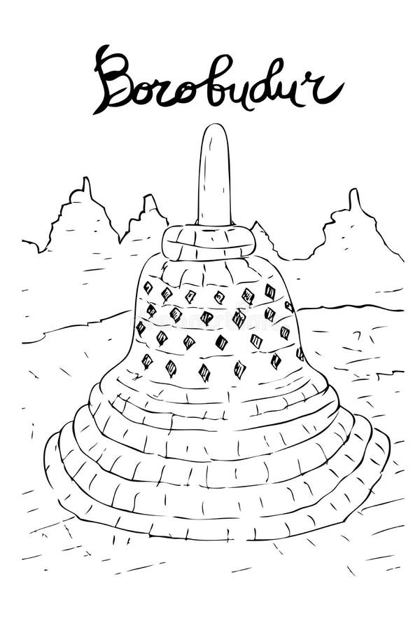 Simple Sketch of Borobudur Temple Indonesia at Transparent Effect ...