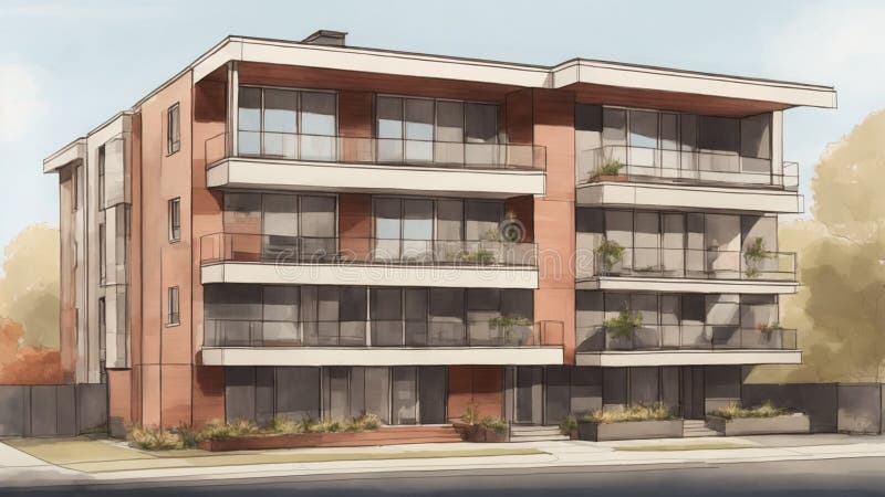 A Simple Sketch Drawing of Apartment Stock Image - Image of estate ...