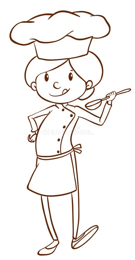 A Simple Sketch of a Female Chef Stock Vector - Illustration of ...