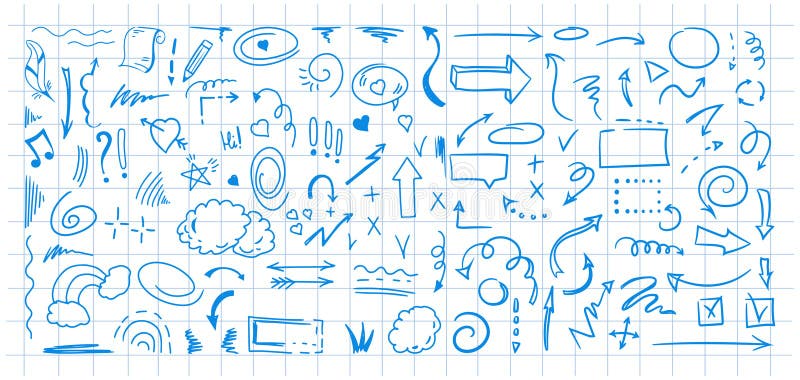 Simple Sketch Line Style Elements. Doodle Cute Ink Pen Line Elements ...