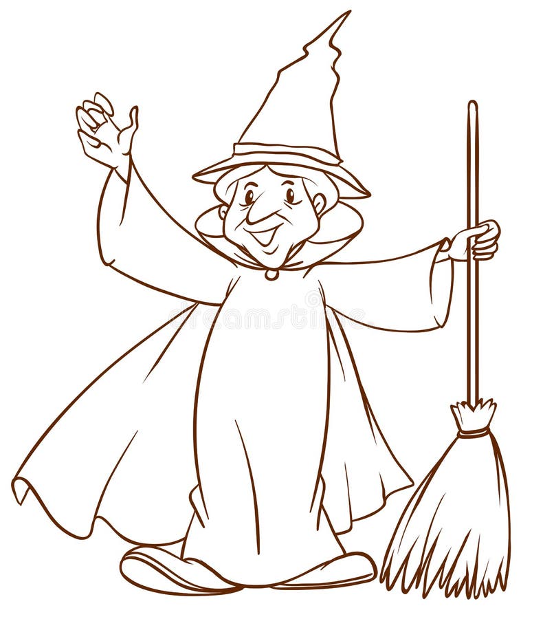 A Simple Sketch of a Wizard Stock Vector - Illustration of drawing ...