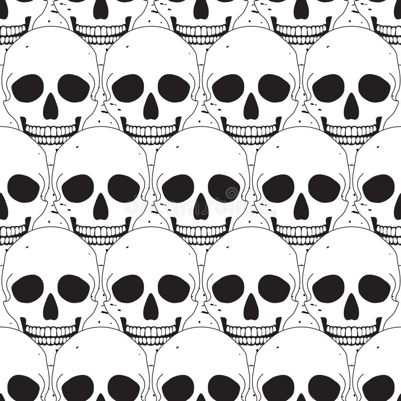 Skull Seamless Pattern on Blue Background Stock Vector - Illustration ...