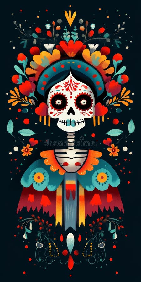 Simple, Sleek Depiction of Day of the Dead with Basic Shapes. Stock ...