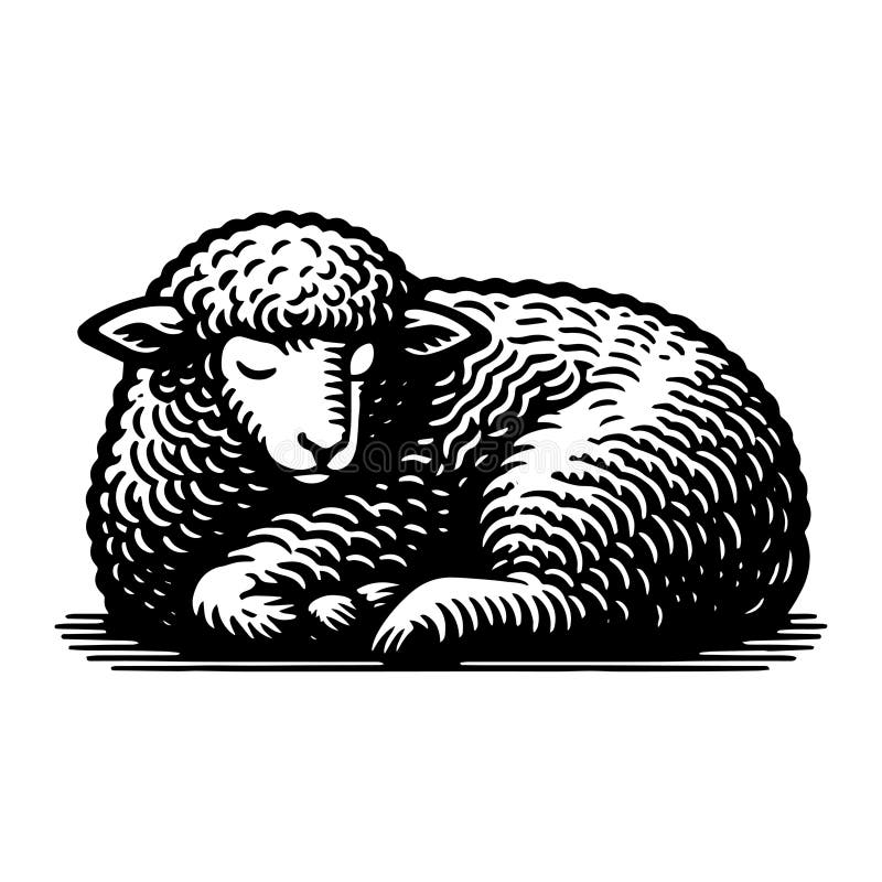 Sleeping Sheep Vintage Retro Vector Icon Logo Design. Stock Vector ...