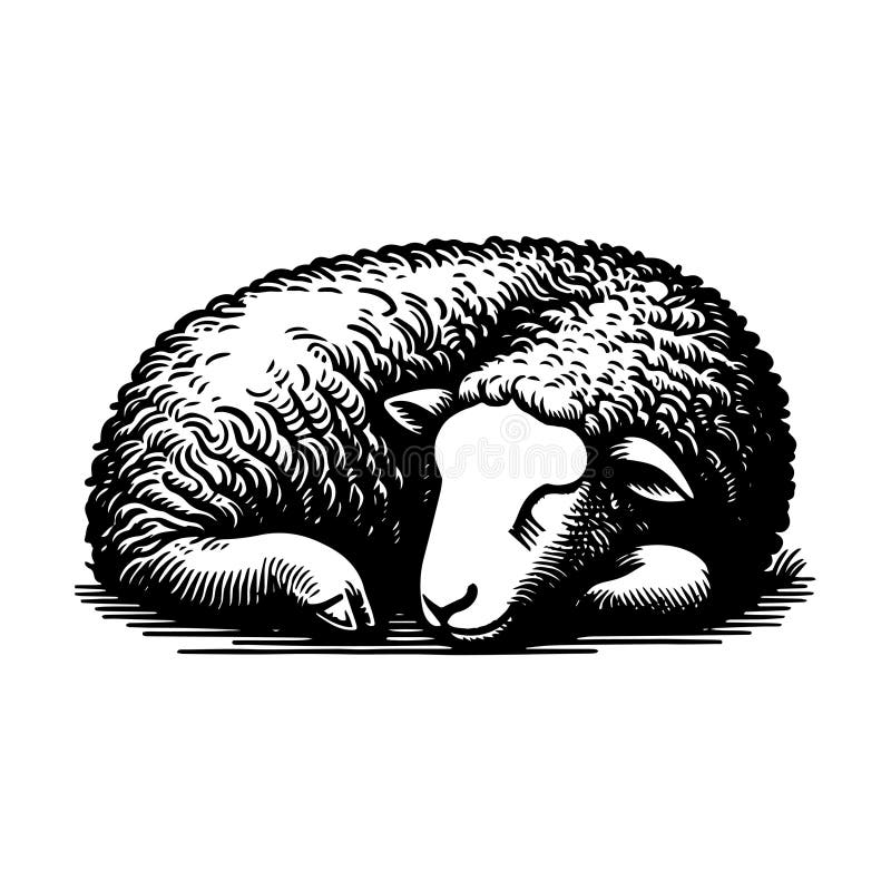 Sleeping Sheep Vintage Retro Vector Icon Logo Design. Stock Vector ...