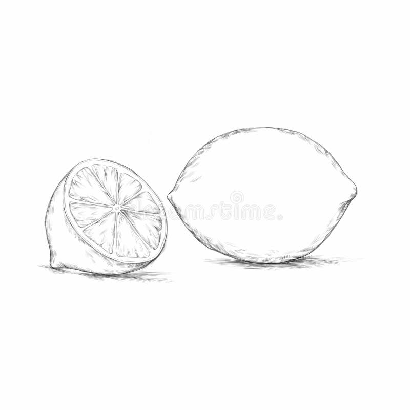 Simple Sliced and a Whole Lemon Stock Illustration - Illustration of ...
