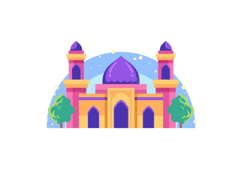 Simple Cute Small Mosque Flat Illustration Stock Vector - Illustration ...