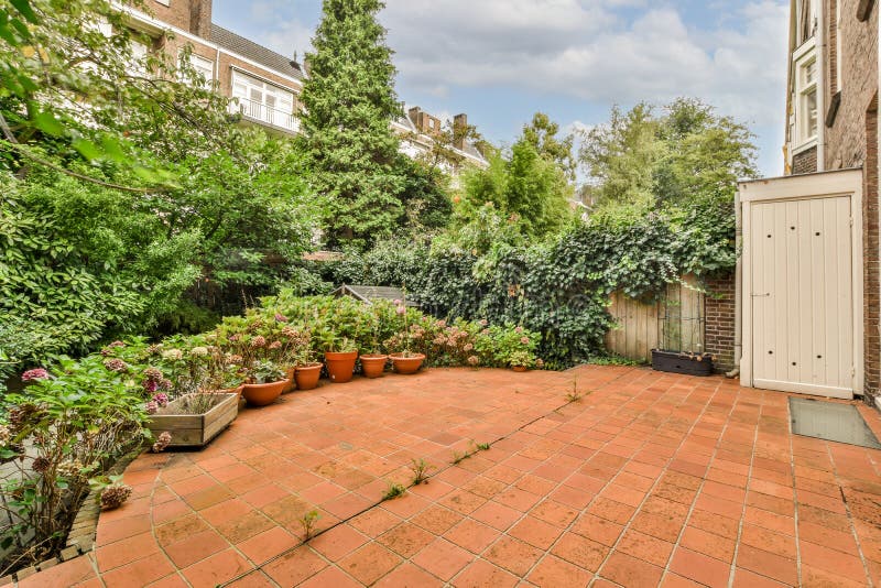 Simple Patio with Vegetation Inside Stock Photo - Image of luxury ...