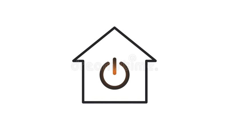 Simple Smart Home Icon with Power Button Outline Stock Image - Image of ...