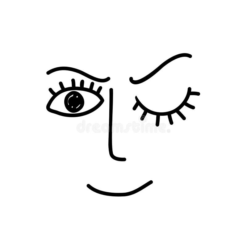 Simple Smile Face. Open and Winking Eyes. Vector Illustration. Stock ...
