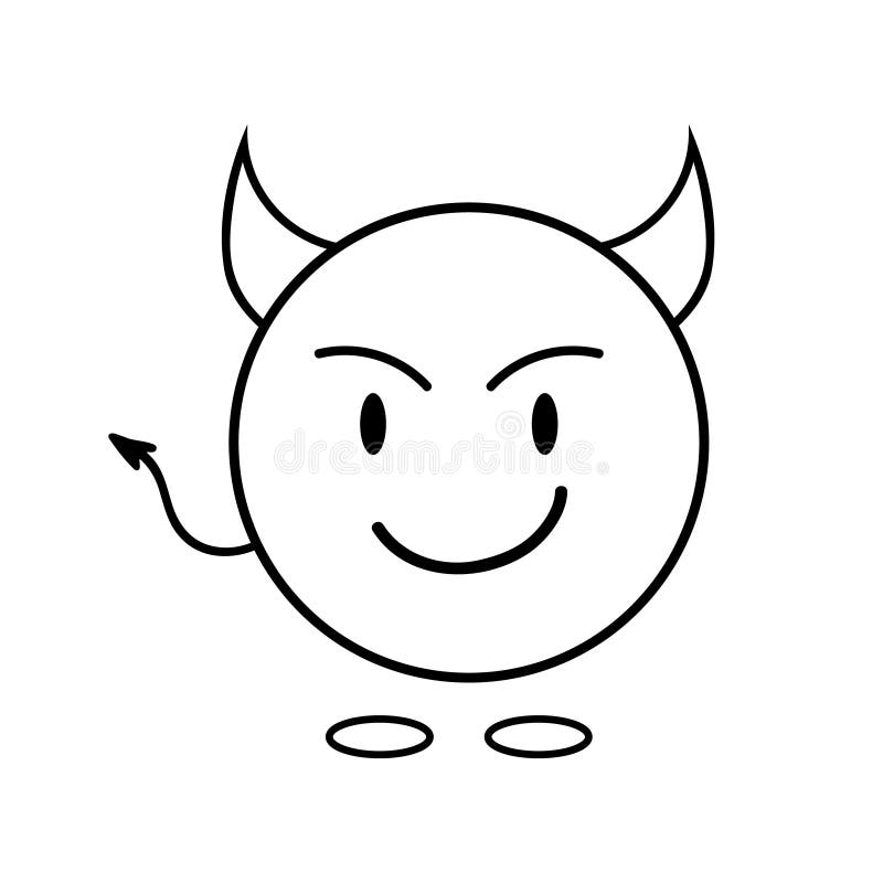 Simple Smiley As a Devil. Linear Icon Stock Vector - Illustration of ...