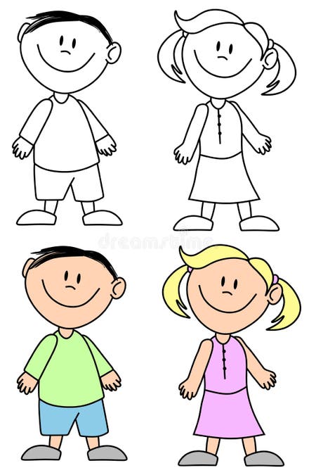 Simple Smiling Kids stock illustration. Illustration of simplistic ...