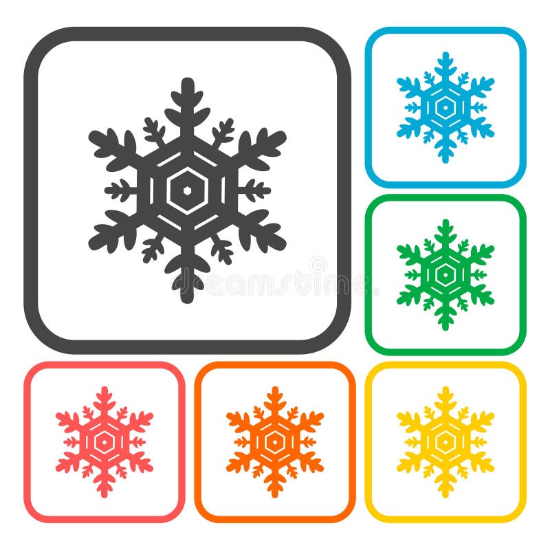 Simple snowflake icon set stock vector. Illustration of decoration ...