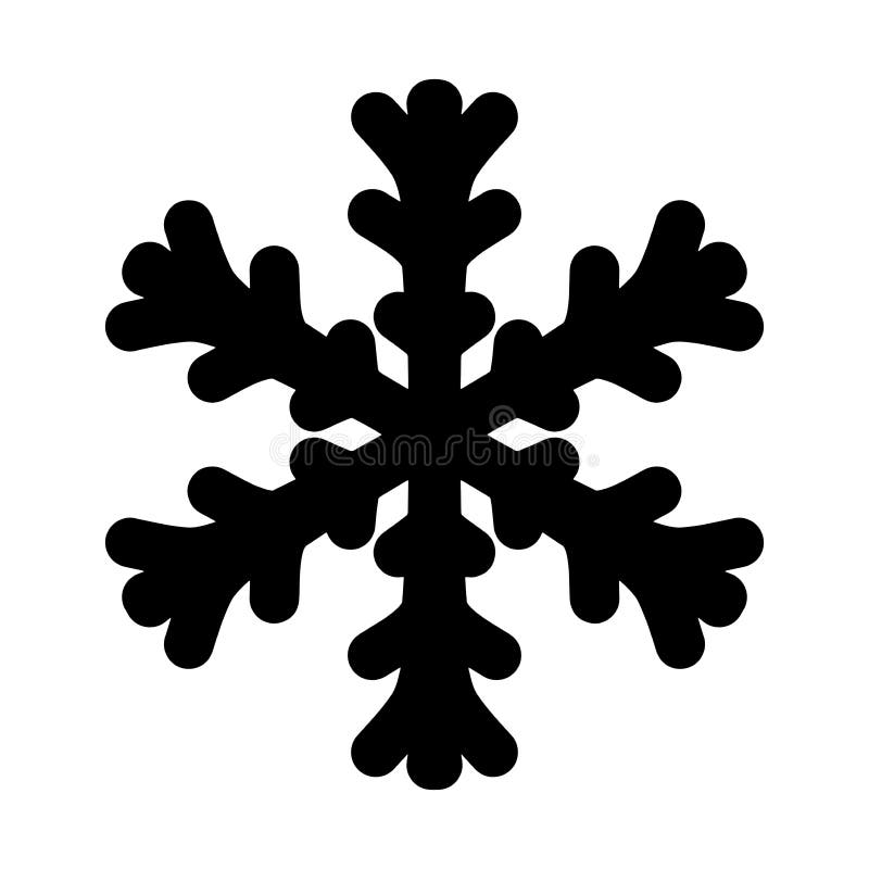 Simple Snowflake Icon, Vector Flat Single Black Color Isolated on White ...