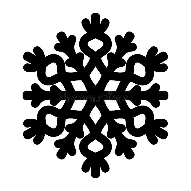 Simple Snowflake Icon, Vector Flat Single Black Color Isolated on White ...
