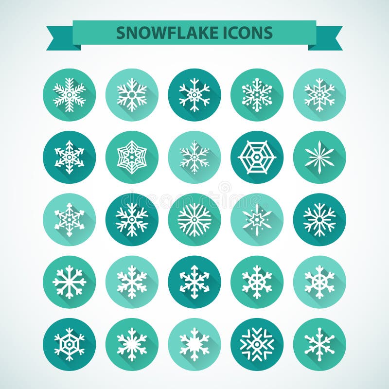 Simple Snowflake Icons with Long Shadow Effect Stock Vector ...
