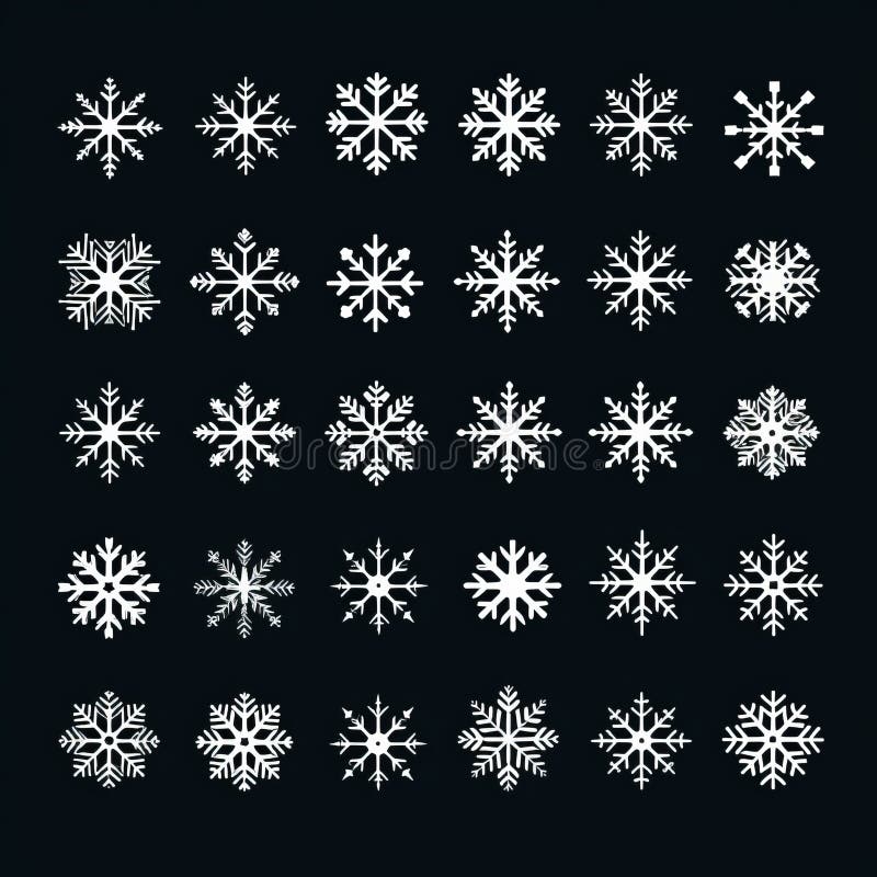 Simple Snowflake Vector Icon Set with Clean and Sharp Inking Stock ...