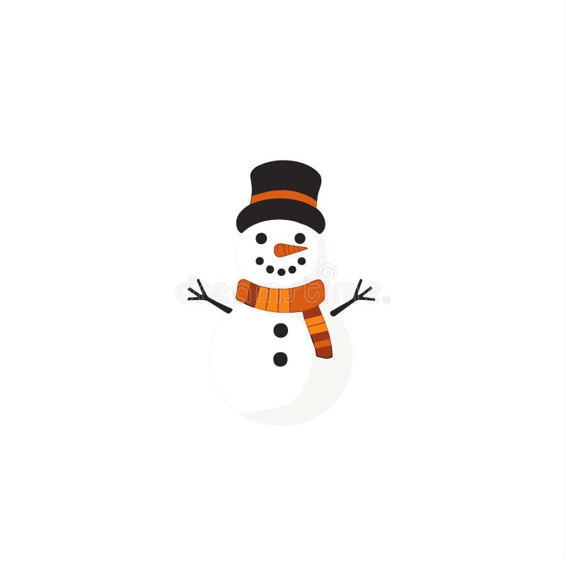 Simple Snowman with a Carrot Nose and Scarf Flar Vector Stock ...