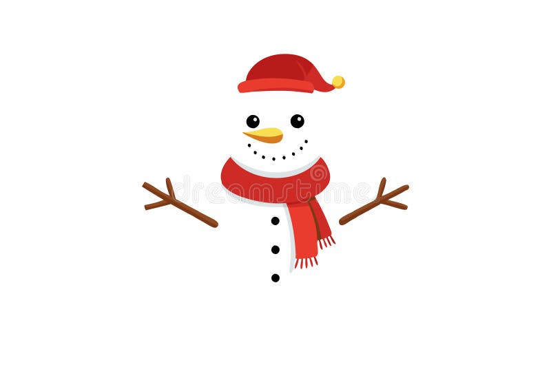 Simple Snowman with Red Scarf Stock Vector - Illustration of cute, cold ...