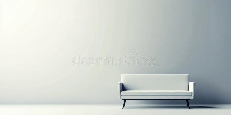 Simple Sofa Against Wall with Minimalism Concept and Neutral Color ...