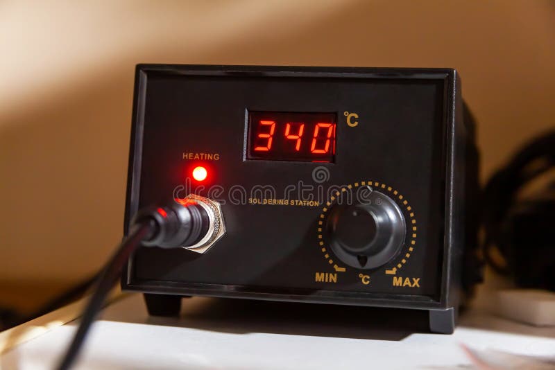 Simple Soldering Station Box Turned on, Heated To 340 Degrees Celsius ...