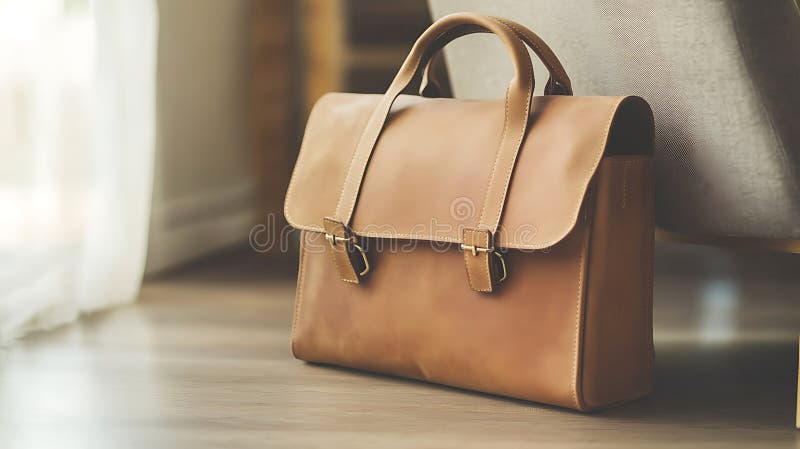 Simple Solid Light Brown Satchel Bag Mockup with Subtle Texture Stock ...