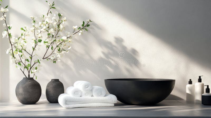 Simple Spa Arrangement with a Serene Atmosphere. Stock Illustration ...
