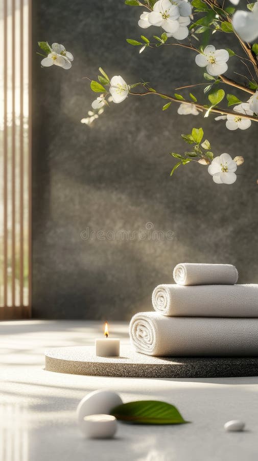 Simple Spa Environment with a Focus on Relaxation. Stock Illustration ...