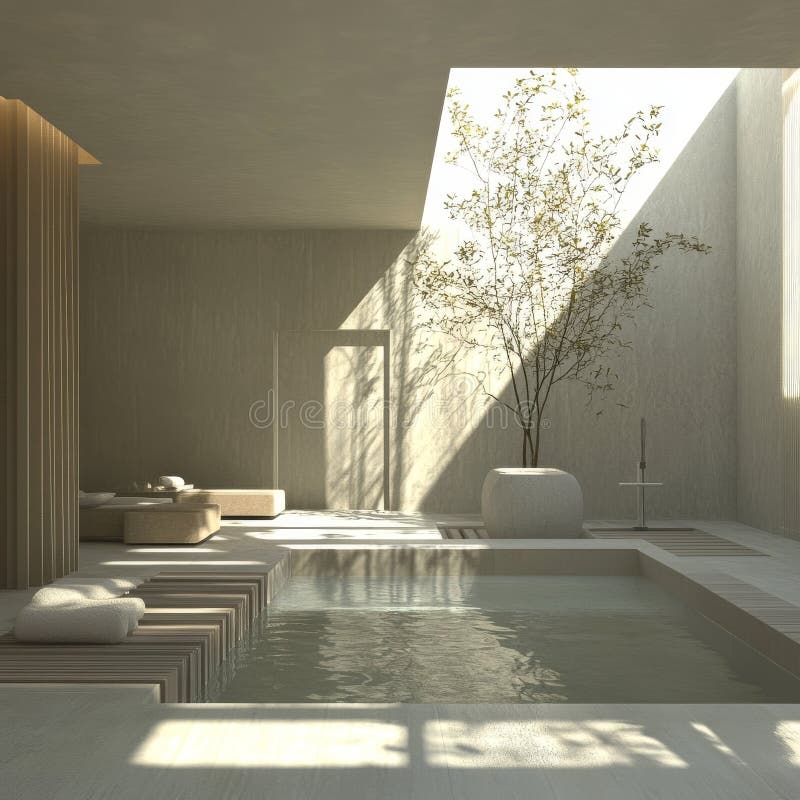 Simple Spa Environment with a Minimalist Design for Tranquility. Stock ...