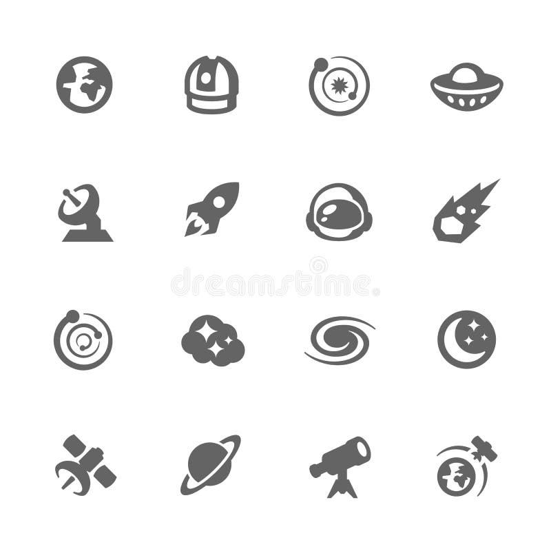 Simple Space Icons stock vector. Illustration of moon - 61784365
