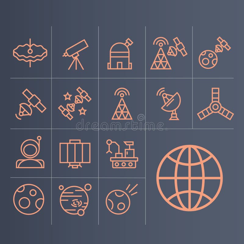 Simple Set of Space Vector Line Icons. Contains Icons Such As ...