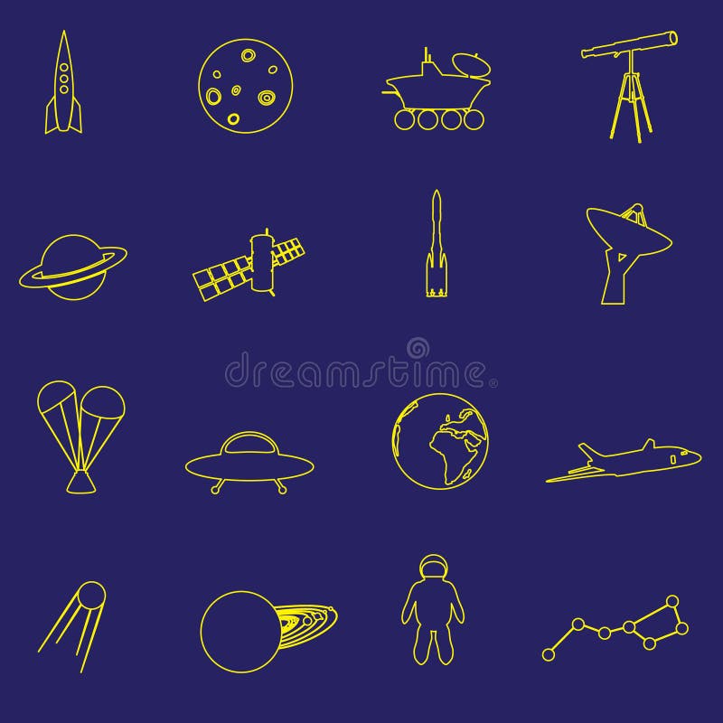 Simple Set of Space Vector Line Icons. Contains Icons Such As ...