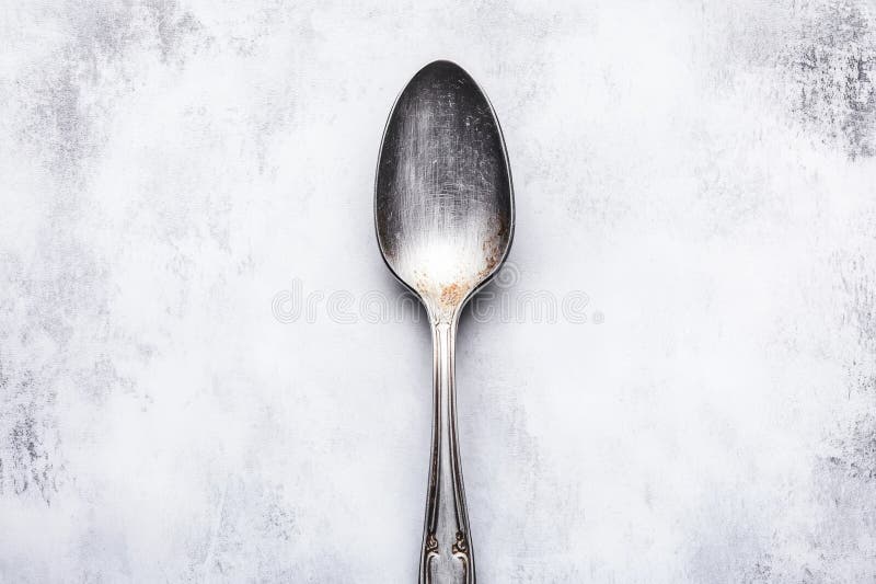 A Simple Spoon on a Clean White Surface Stock Photo - Image of flat ...