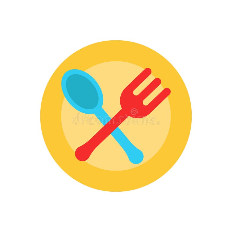 Simple Spoon and Fork Icon in Flat Style Stock Vector - Illustration of ...