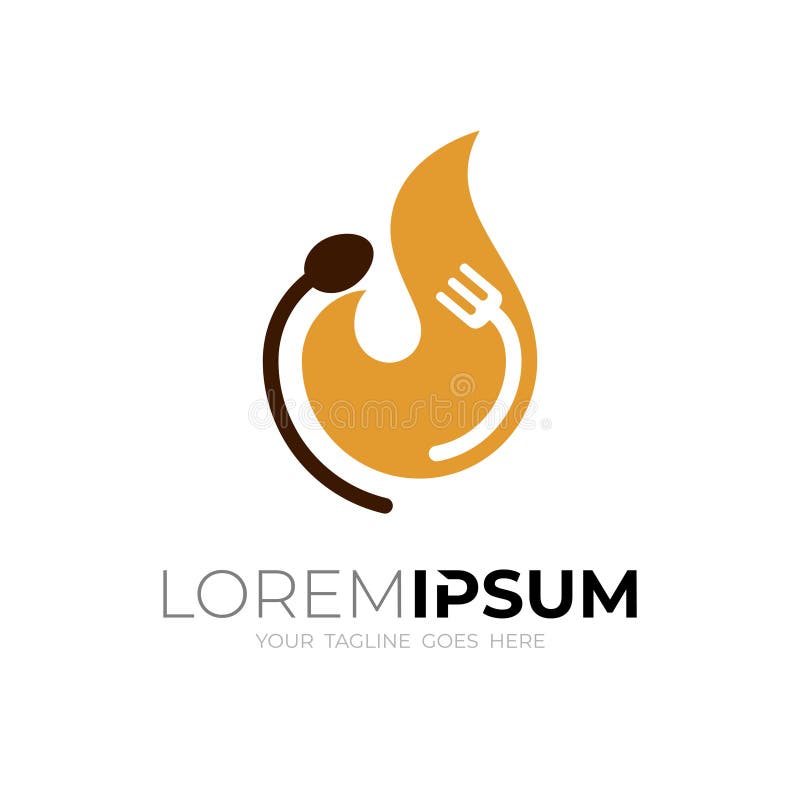Simple Spoon and Fork Logo with Fire Design Combination Stock Vector ...