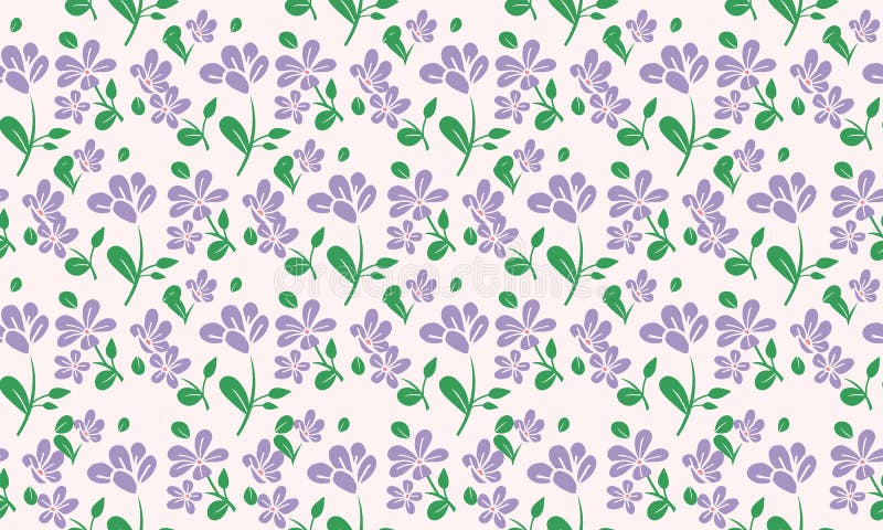 Simple Spring Floral Pattern Background, with Leaf and Floral Drawing ...