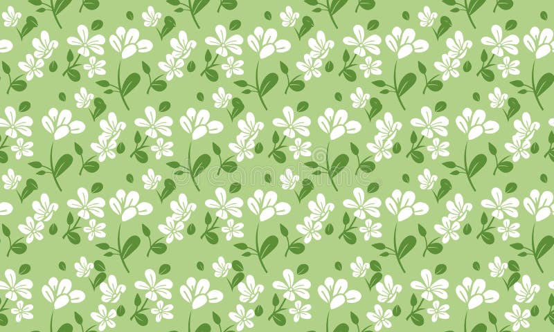 Simple Spring Floral Pattern Background, with Leaf and Floral Drawing ...