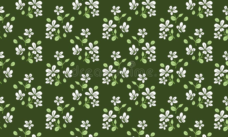 Simple Spring Floral Pattern Background, with Leaf and Floral Drawing ...