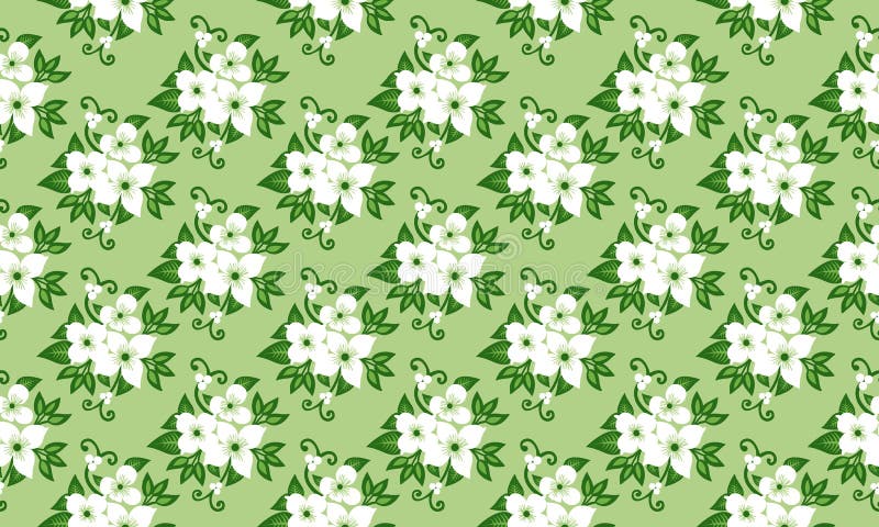 Simple Spring Floral Pattern Background, with Leaf and Floral Drawing ...